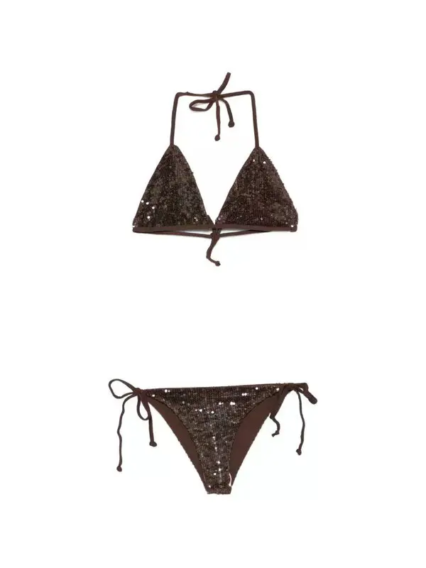 P.a.r.o.s.h Sequin-embellished Bikini - Brown