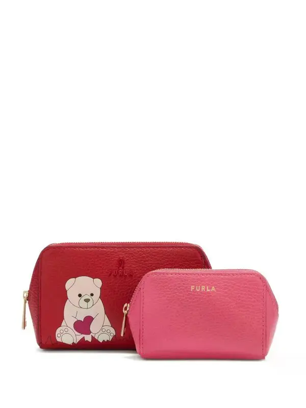 Furla Camelia Printed Zip Make Up Bag - Red