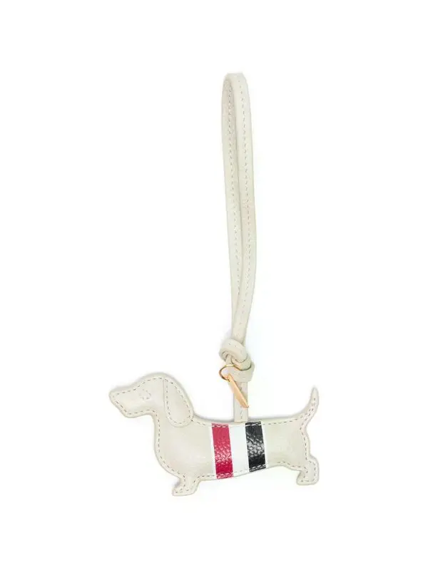 Thom Browne Dog-shape Stripe-detail Keyring - Neutrals