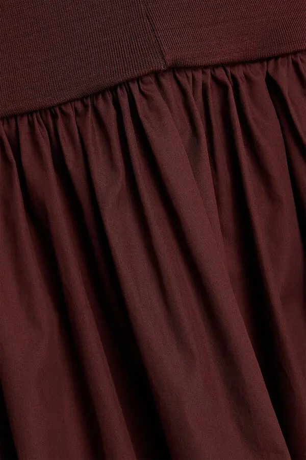 ESSE STUDIOS Gathered Stretch-knit And Cotton-poplin Maxi Dress - Chocolate