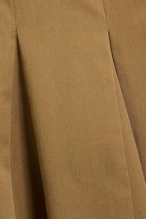 Another Tomorrow Pleated Cotton-blend Twill Midi Wrap Skirt - Light Brown