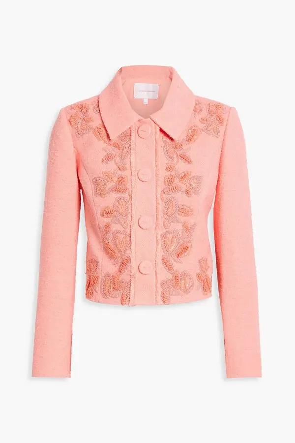 Carolina Herrera Embellished Cotton-blend Tweed Jacket