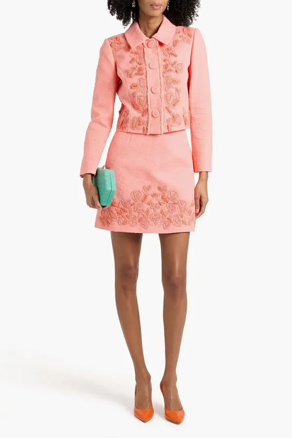 Carolina Herrera Embellished Cotton-blend Tweed Jacket