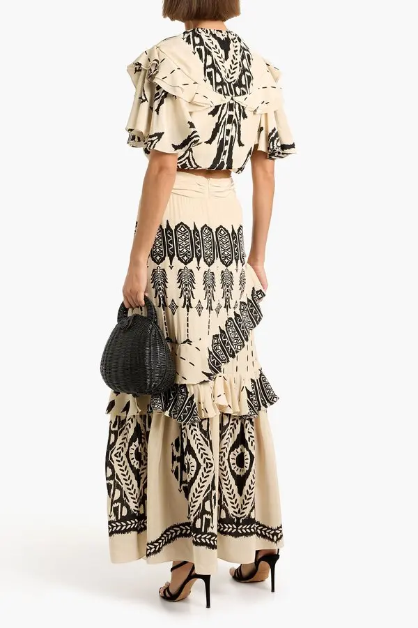 Johanna Ortiz Walnut Canyon Printed Silk-crepe Maxi Skirt