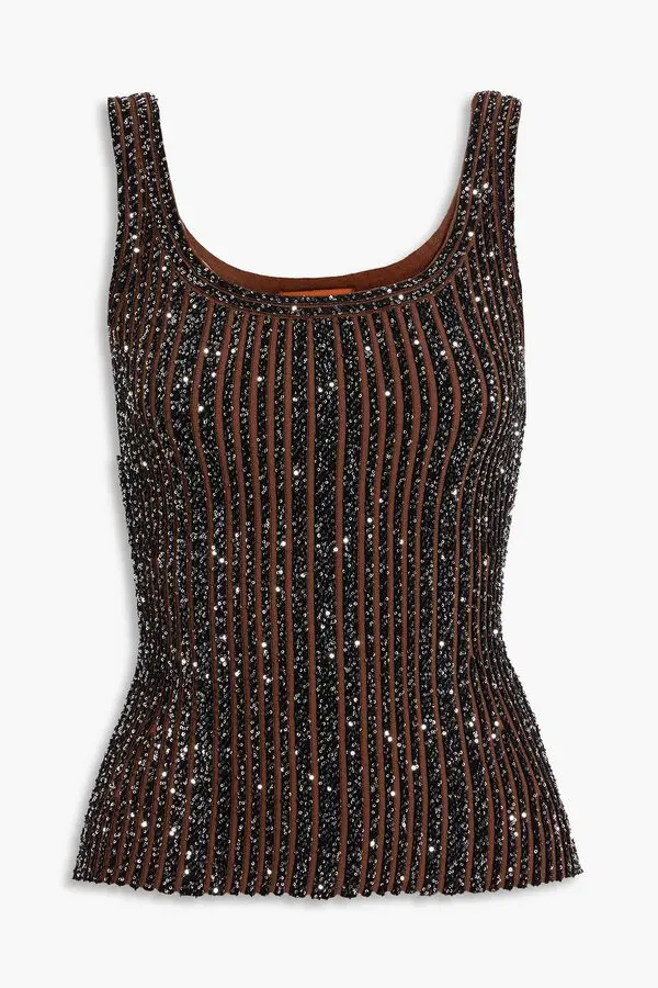 Missoni Sequin-embellished Ribbed-knit Tank - Black