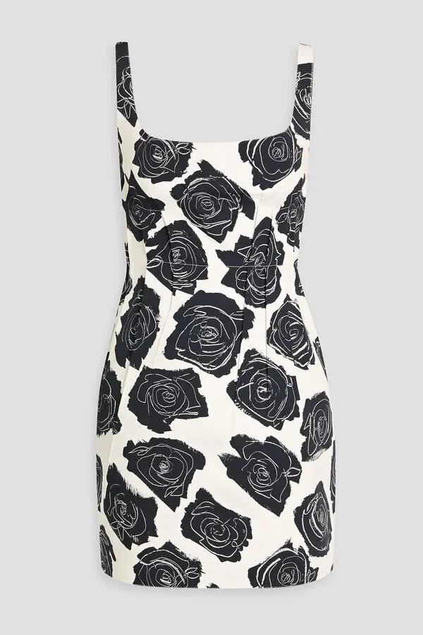 Marni Floral-print Cotton Mini Dress - Black
