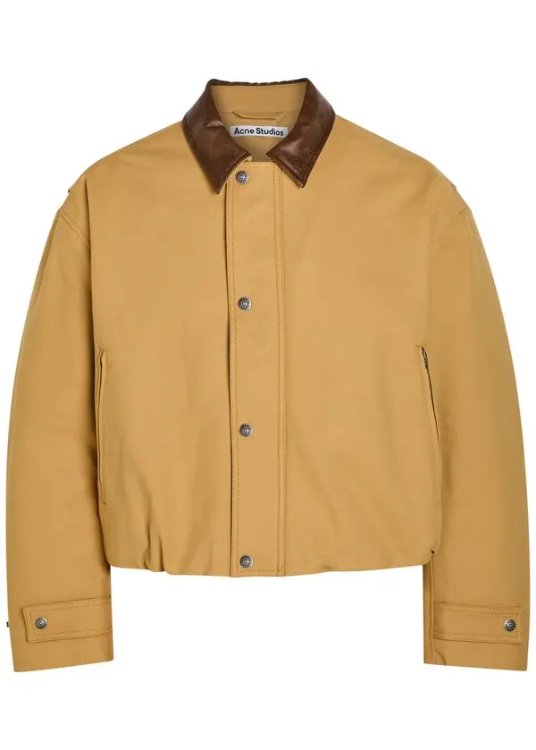 Acne Studios Padded Leather-trim Cotton Jacket - Sand