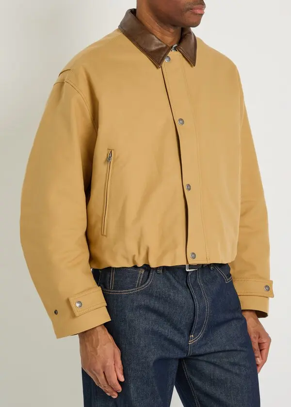 Acne Studios Padded Leather-trim Cotton Jacket - Sand