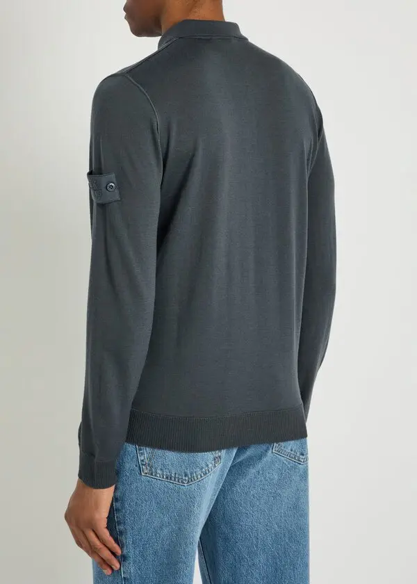 Stone Island Logo Wool Polo Shirt