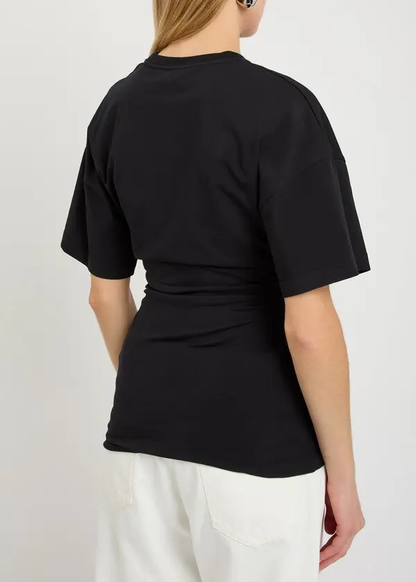 AKYN Harper Gathered Stretch-cotton T-shirt