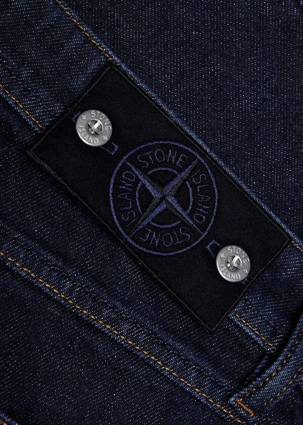 Stone Island Slim-leg Jeans With Logo Appliqu - Blue