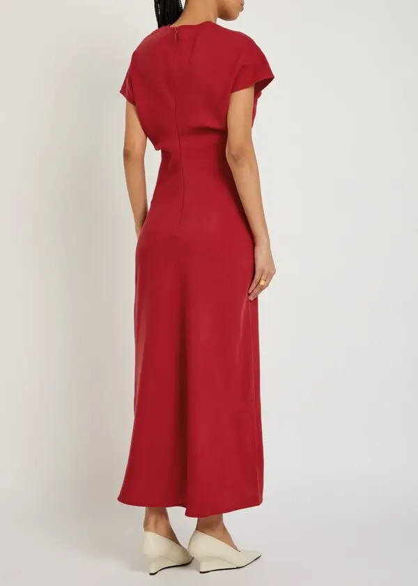 TOTEME Fitted-waist Wool Midi Dress - Red