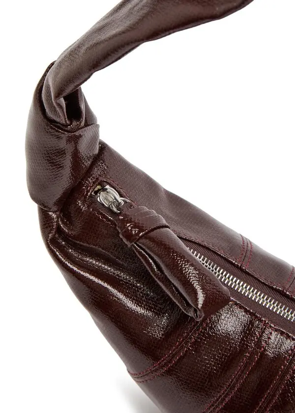 LEMAIRE Croissant Small Glossed Leather Shoulder Bag - Chocolate