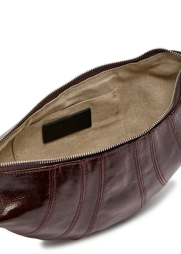 LEMAIRE Croissant Small Glossed Leather Shoulder Bag - Chocolate