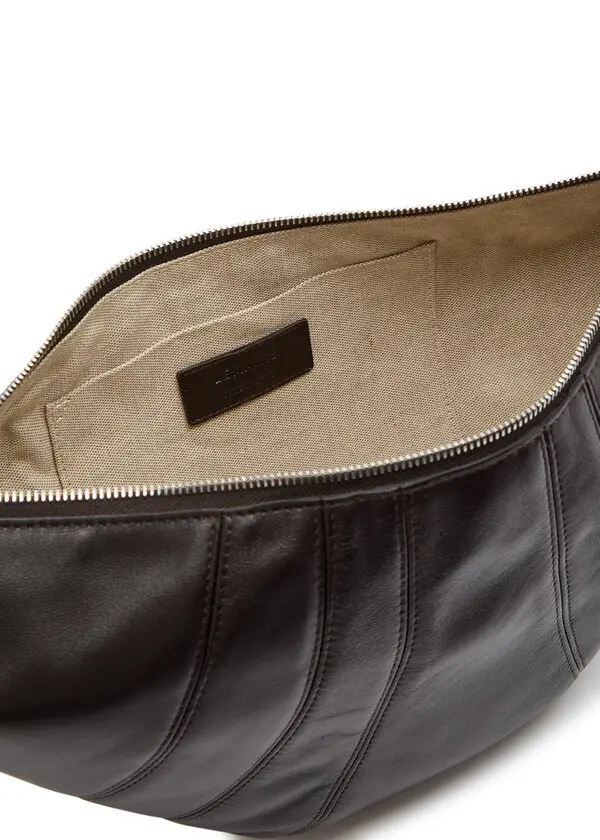 LEMAIRE Croissant Medium Grained Leather Shoulder Bag - Chocolate