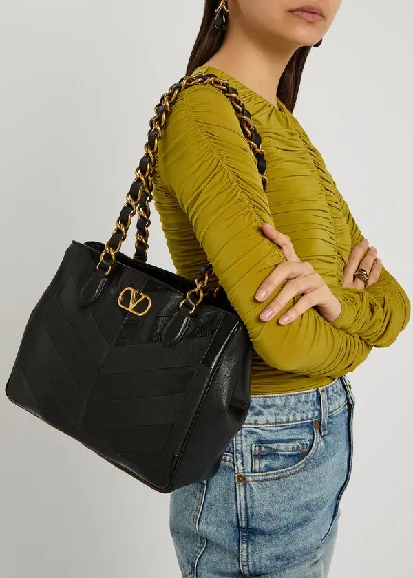 Valentino Garavani Panelled Leather Tote Bag - Black