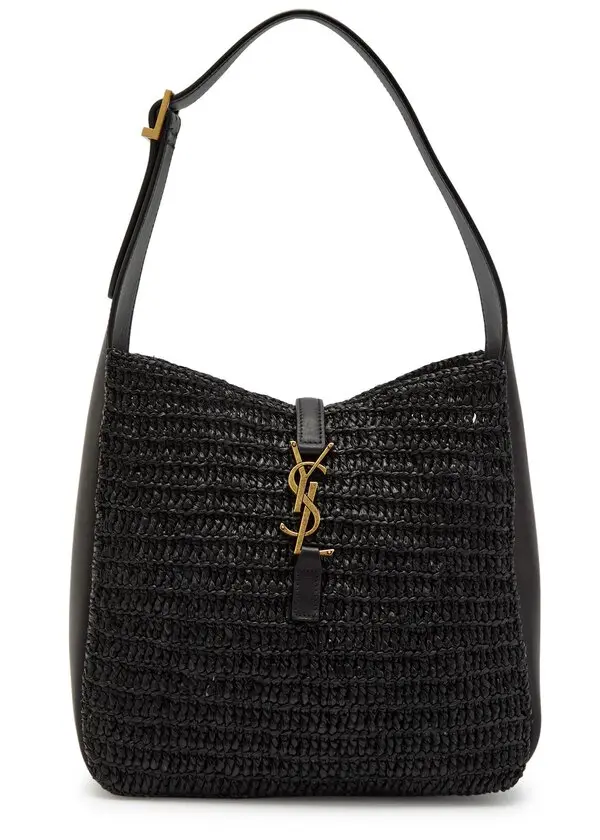 Saint Laurent Le 5 À 7 Small Raffia Bucket Bag - Black