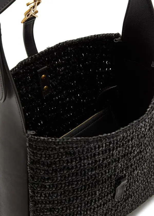 Saint Laurent Le 5 À 7 Small Raffia Bucket Bag - Black