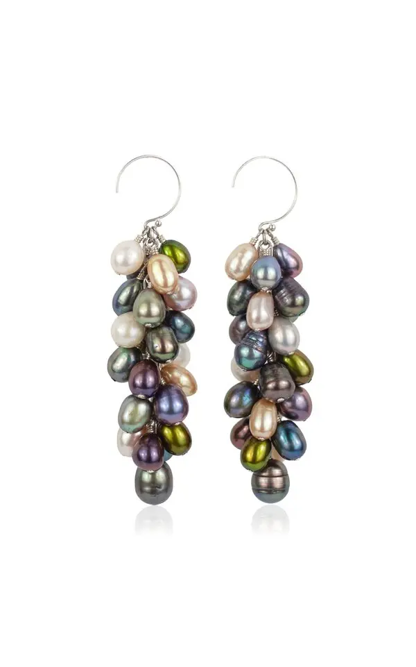 PRESLEY OLDHAM Drop Earrings In Pearl And Sterling Silver - Multi