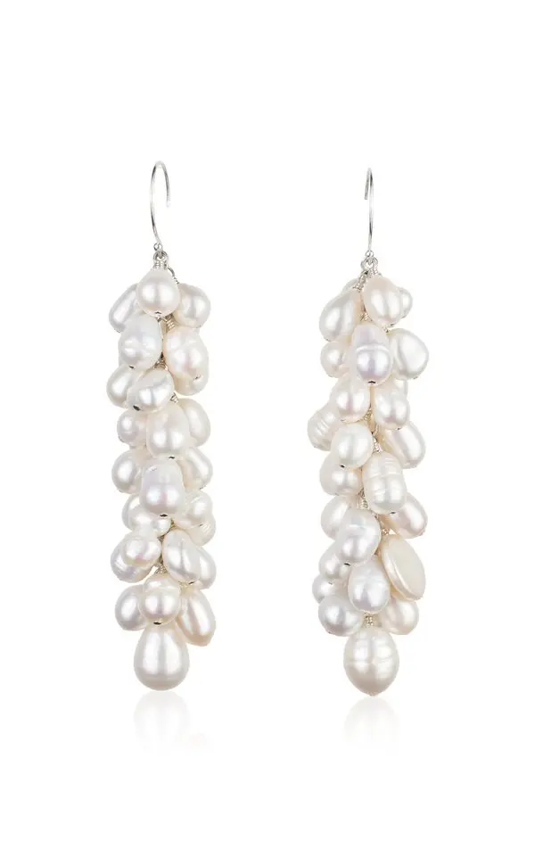 PRESLEY OLDHAM Pearl Drop Earrings - White