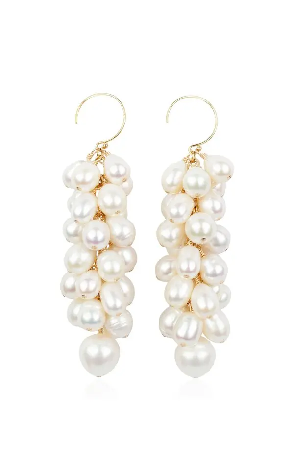 PRESLEY OLDHAM Compost Drop Earrings In Pearl, 14k Gold Fill - White