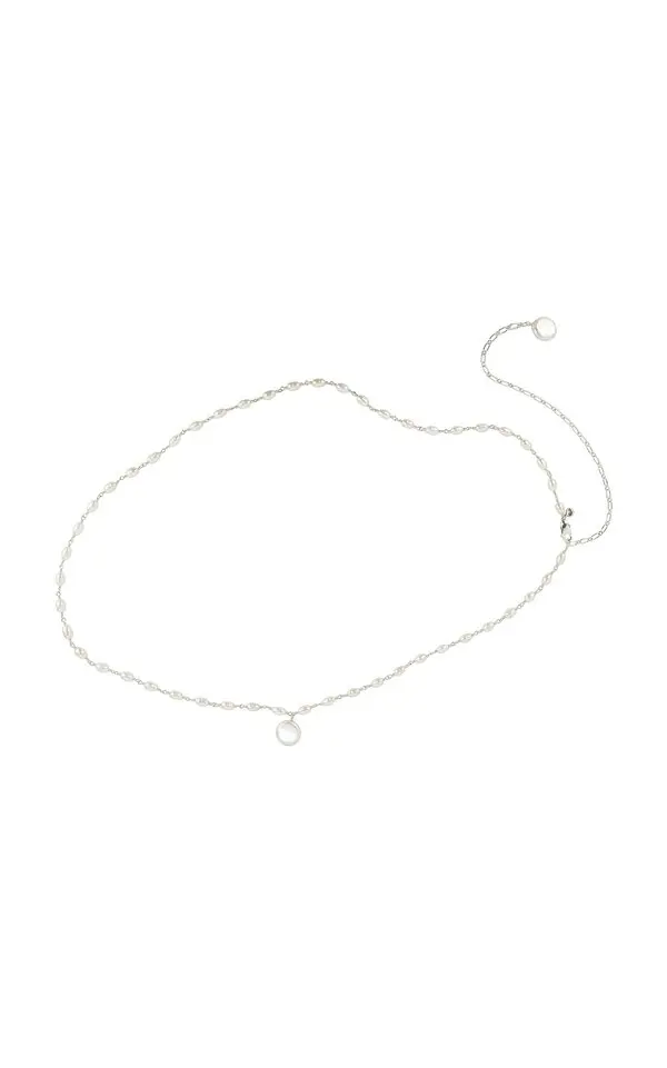 PRESLEY OLDHAM Rice Pearl Belt Necklace - White