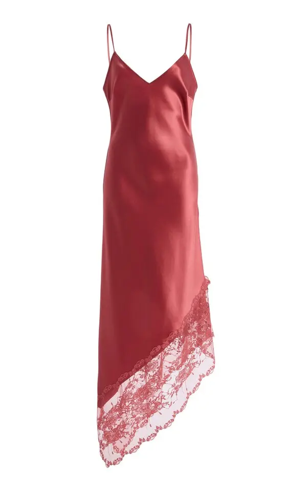 BY MALENE BIRGER Laya Lace-trimmed Satin Slip Midi Dress - Pink