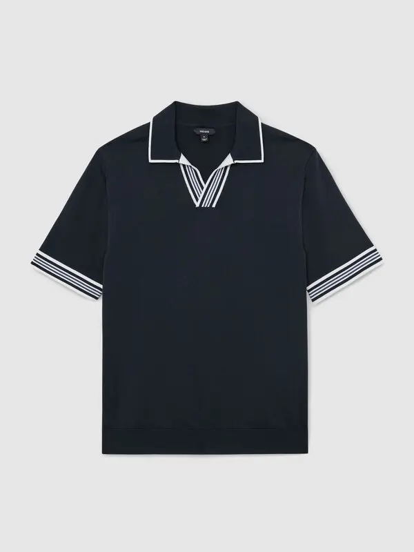 REISS Poole Tipped Open-collar Knitted Polo Shirt