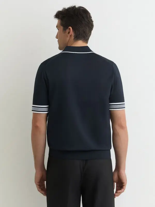 REISS Poole Tipped Open-collar Knitted Polo Shirt