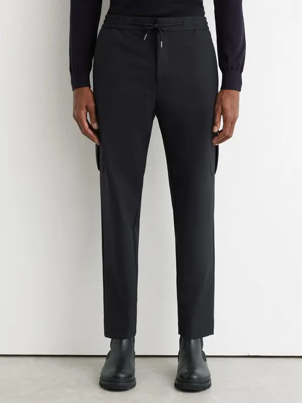 REISS Technical Drawstring Tapered Trousers