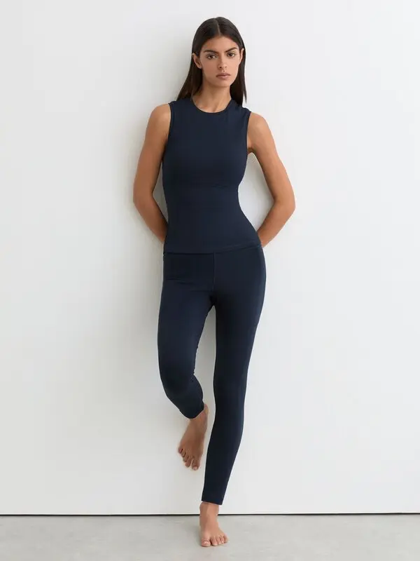 REISS Lennie High-waisted Full-length Leggings - Navy