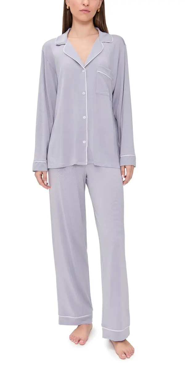 Eberjey Gisele Long Pajama Set - Thistle/ivory