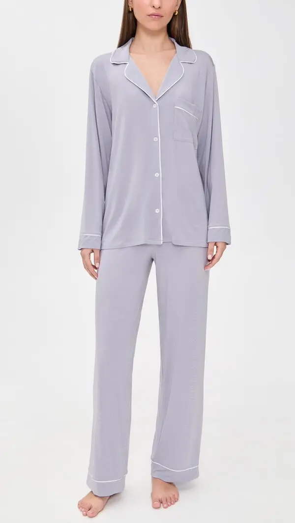 Eberjey Gisele Long Pajama Set - Thistle/ivory