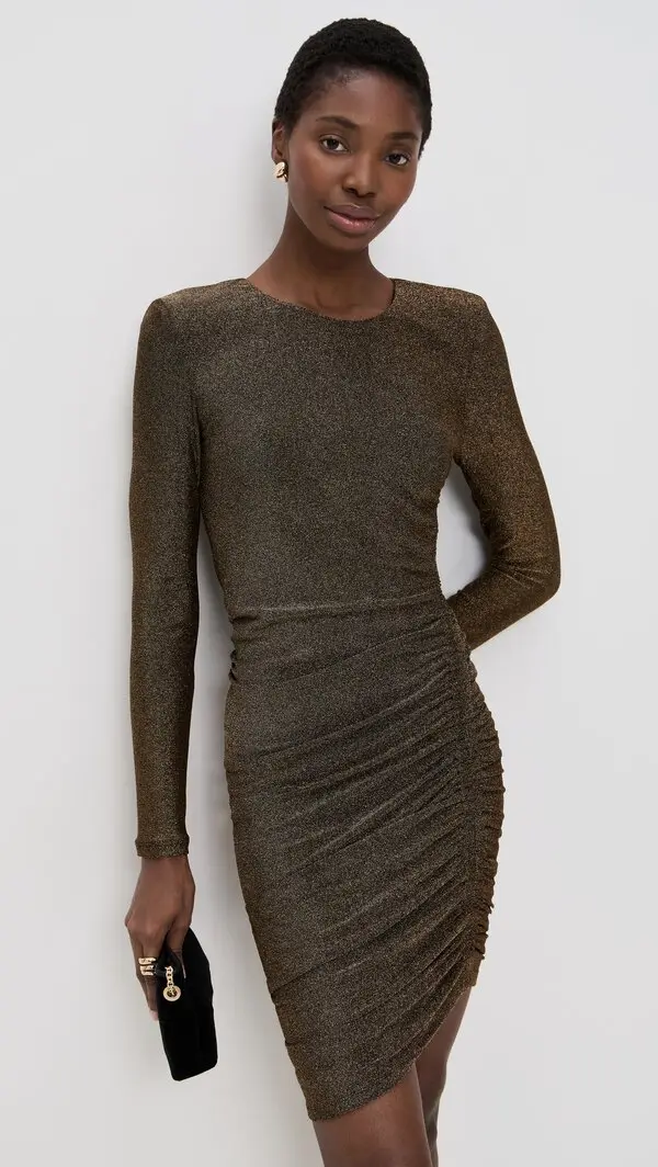 Veronica Beard Cyrus Ruched Metallic Mini Dress - Gold - 60% Off |  Editorialist