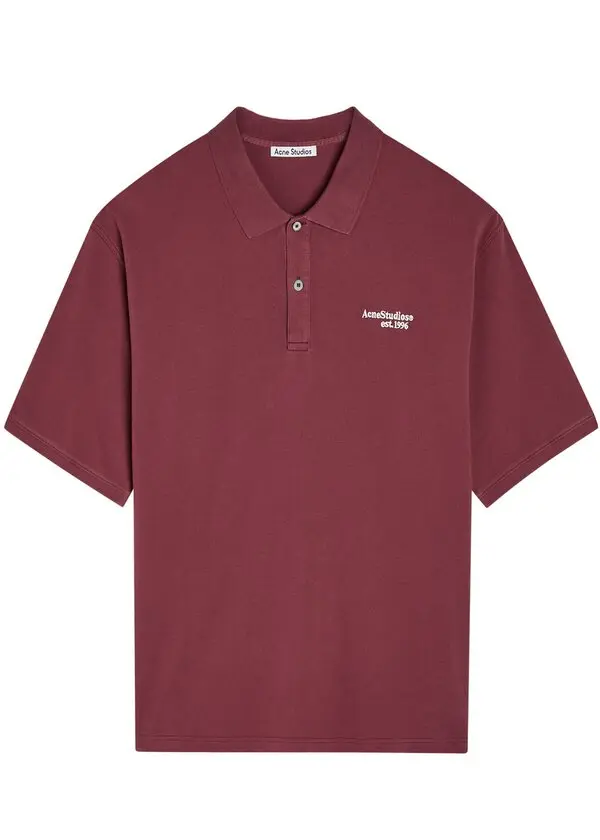 Acne Studios Logo-embroidered Cotton Polo Shirt - Red