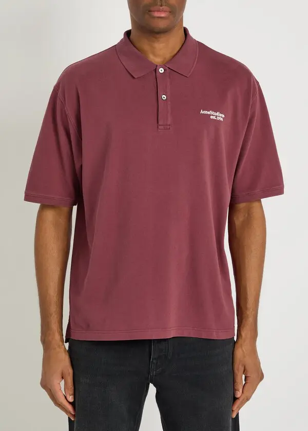 Acne Studios Logo-embroidered Cotton Polo Shirt - Red