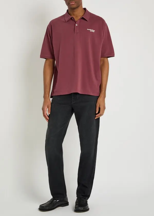 Acne Studios Logo-embroidered Cotton Polo Shirt - Red