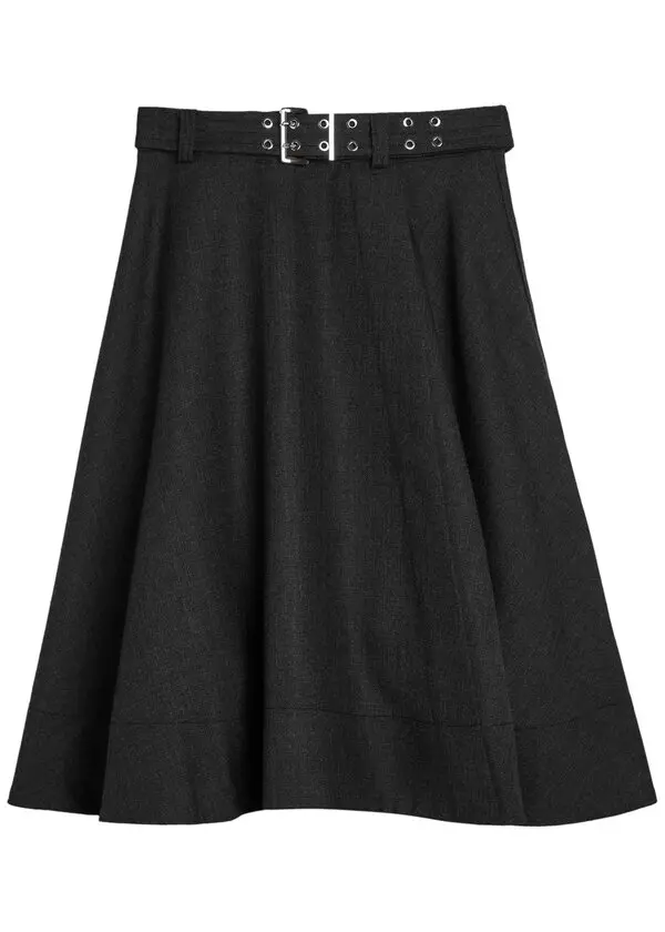 GANNI Twill Midi Wrap Skirt - Black