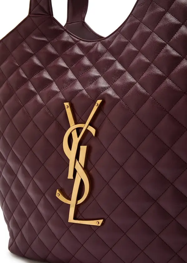 Saint Laurent Icare Quilted Leather Tote - Bordeaux