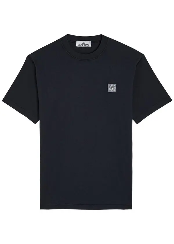 Stone Island Tonal Compass Logo Cotton T-shirt - Navy