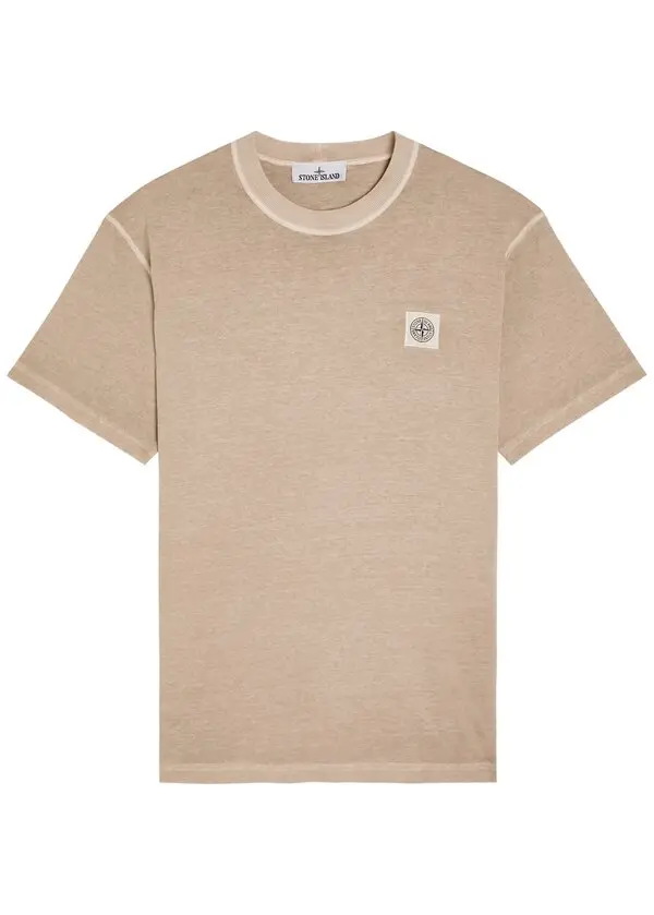 Stone Island Tonal Compass Logo Cotton T-shirt - Sand