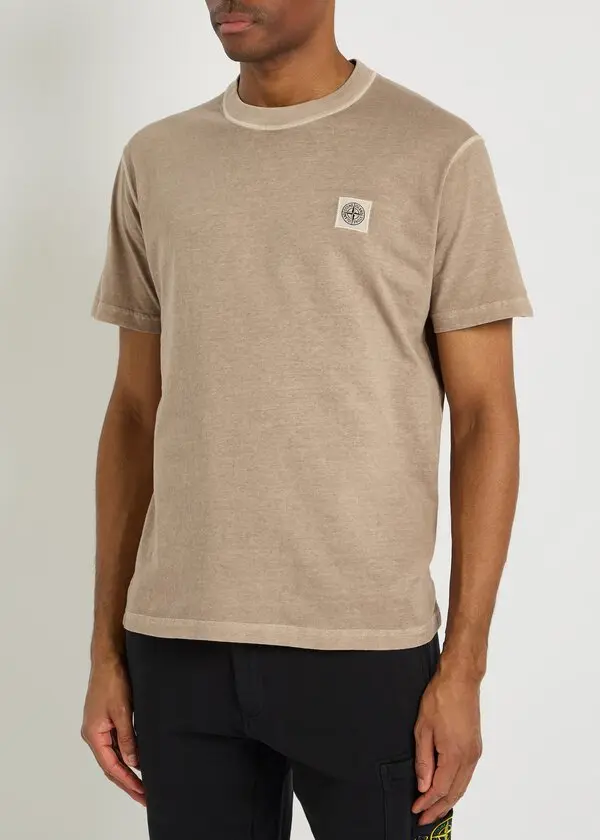 Stone Island Tonal Compass Logo Cotton T-shirt - Sand