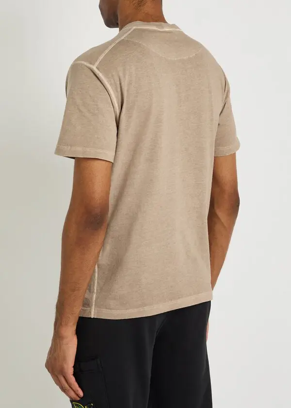 Stone Island Tonal Compass Logo Cotton T-shirt - Sand