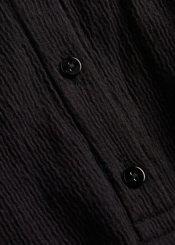 Eileen Fisher Textured Cotton-blend Polo Shirt - Black