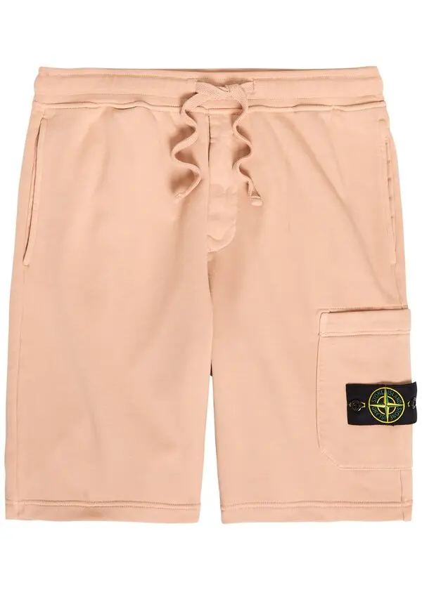 Stone Island Logo Cotton Shorts - Pink