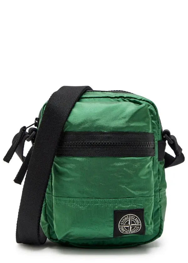Stone Island Logo-appliquéd Nylon Pouch Bag - Green