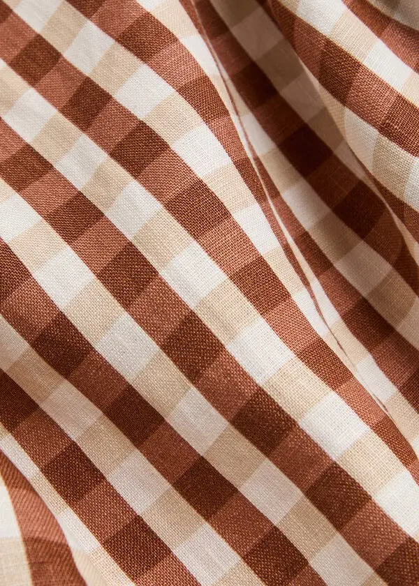 Faithfull The Brand Sofia Checked Linen Mini Dress - Light Brown