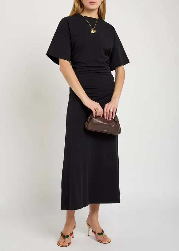 AKYN Ruched Stretch-cotton Midi Dress