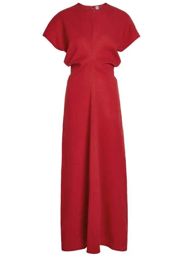 TOTEME Fitted-waist Wool Midi Dress - Red