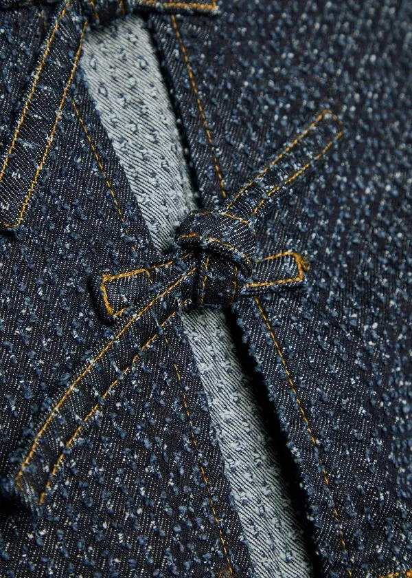 GANNI Tweed-effect Peplum Blouse - Denim